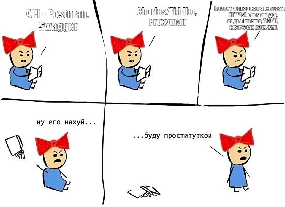 Мем Api - postman, swagger charles/fiddler, proxyman №357313